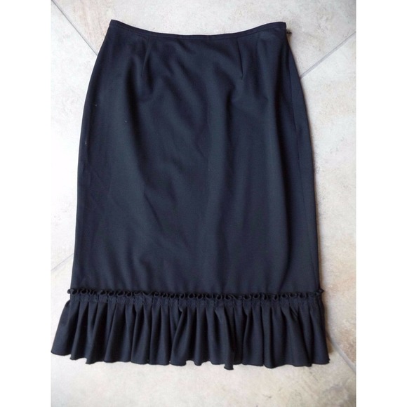 Mark Shale | Skirts | Mark Shale Black Ruffled Hem Pencil Straight ...